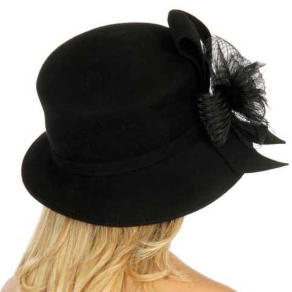 Accessories | Church Formal Wool Hat With Netted Feathered Bow | Poshmark